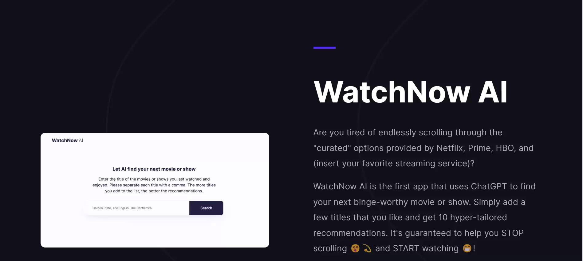 WatchNow - Best AI Tool Core Feature and Review on Toolaiz - Toolaiz